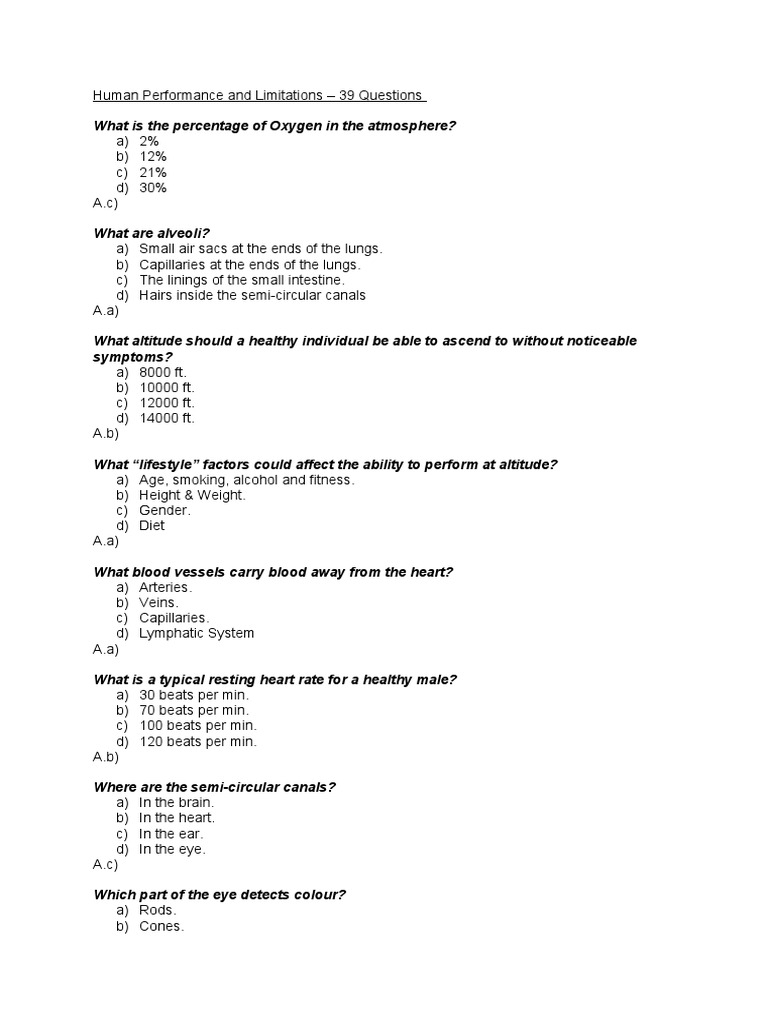 DGCA Human Performance & Limitations | PDF | Hypoxia (Medical) | Breathing