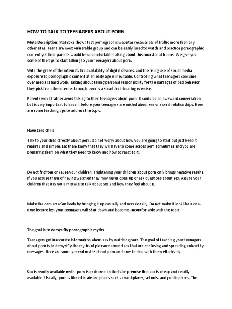 HOW TO TALK TO TEENAGERS ABOUT PORN Corrected | PDF | Adolescence ...