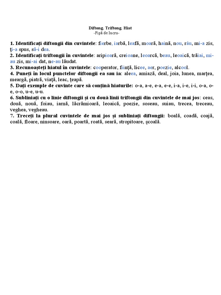Fisadelucru Diftong Triftong Hiat | PDF