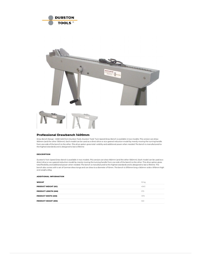 Professional Drawbench 1400mm - Durston Tools | PDF