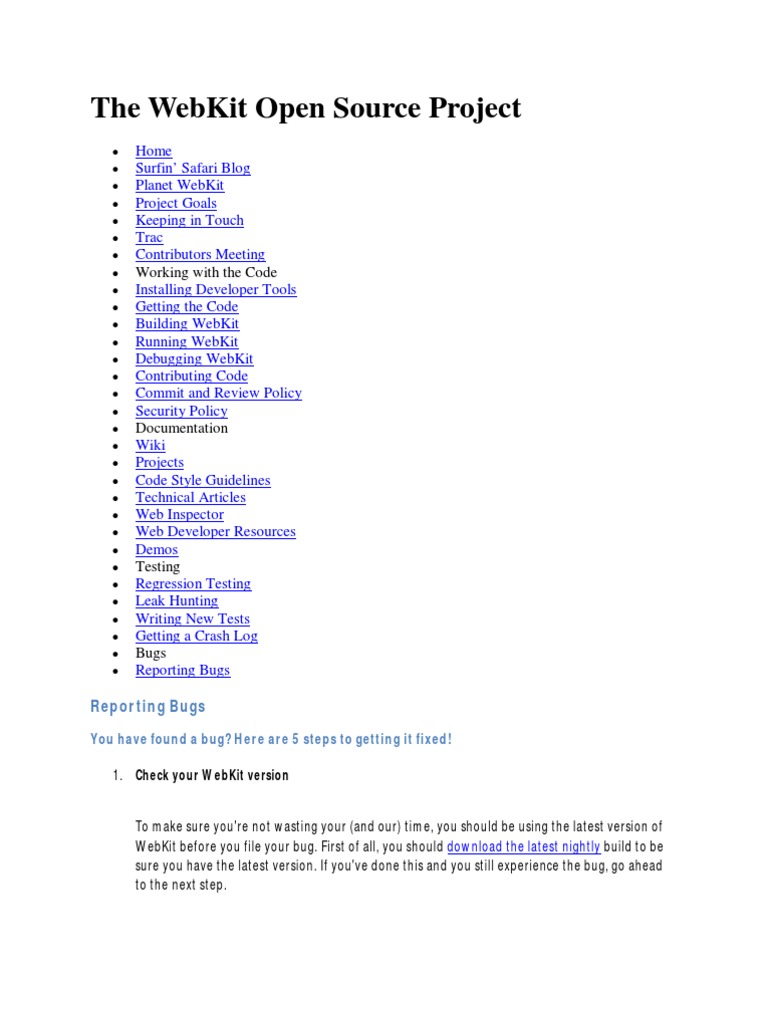 The WebKit Open Source Project | PDF | Safari (Web Browser) | Software Bug