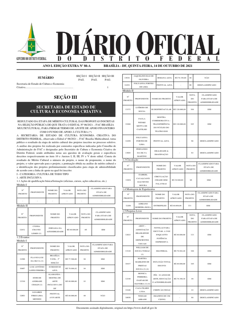 Dodf 086 14-10-2021 Edicao Extra A | PDF