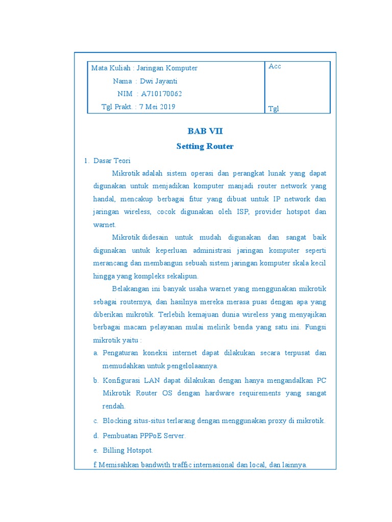 BAB 7 Setting Router | PDF