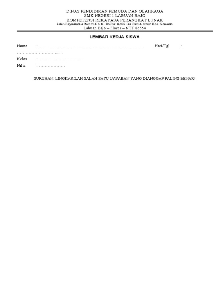 Soal Java Ulangan | PDF