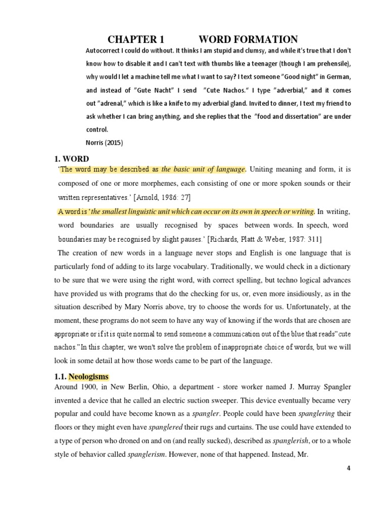 Chapter 1 - Word Formation | PDF | Noun | Verb