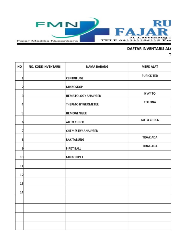 Inventaris Lab | PDF