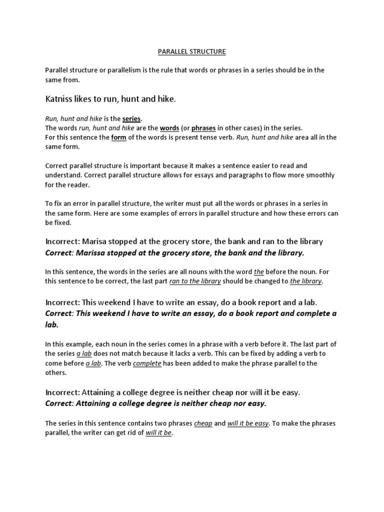 Parallel Structure | PDF | Verb | Phrase