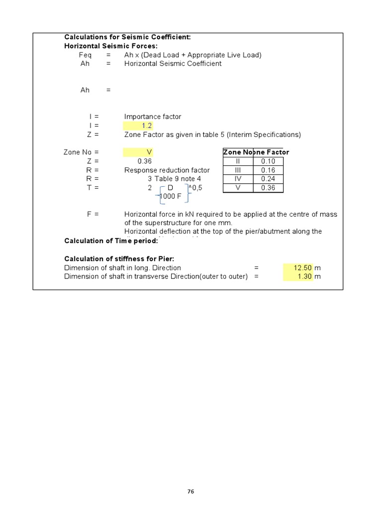 Pier 4X30 M 0+300 Secimic Coefficient Calculation | PDF | Continuum ...