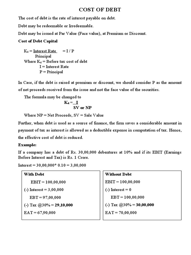 Cost of Debt | PDF | Cost Of Capital | Interest