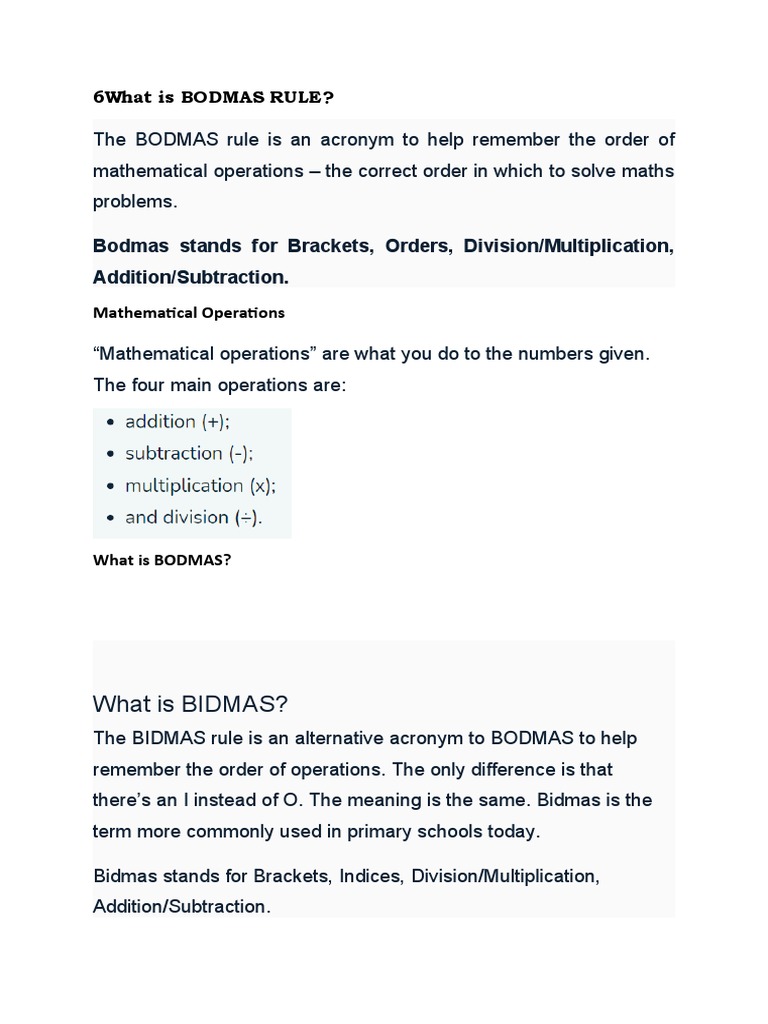 What Is BIDMAS?: Bodmas Stands For Brackets, Orders, Division ...