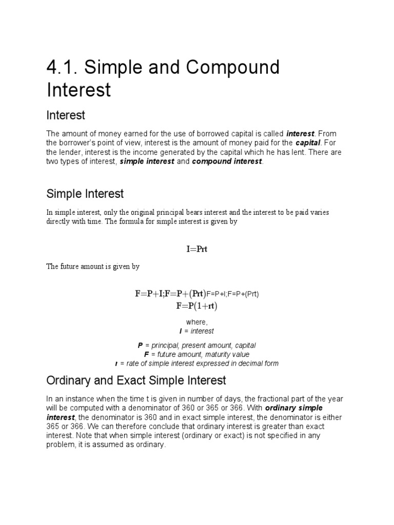 4.1. Simple and Compound Interest | PDF | Interest | Compound Interest
