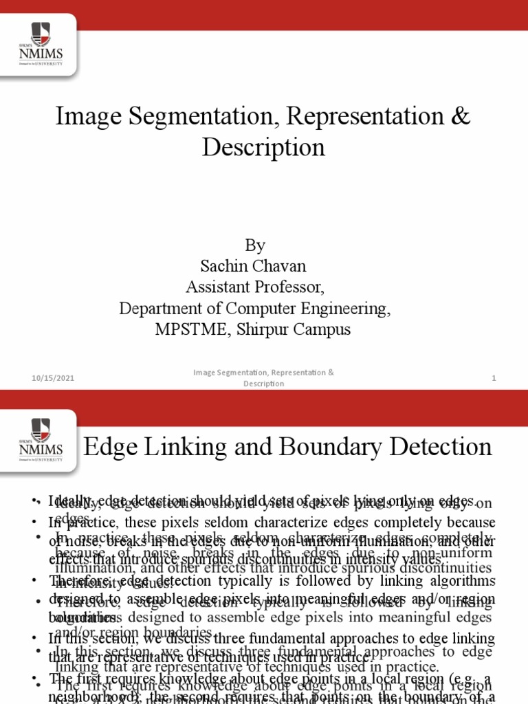 Image Segmentation, Representation & Description | PDF | Image Segmentation | Mathematics