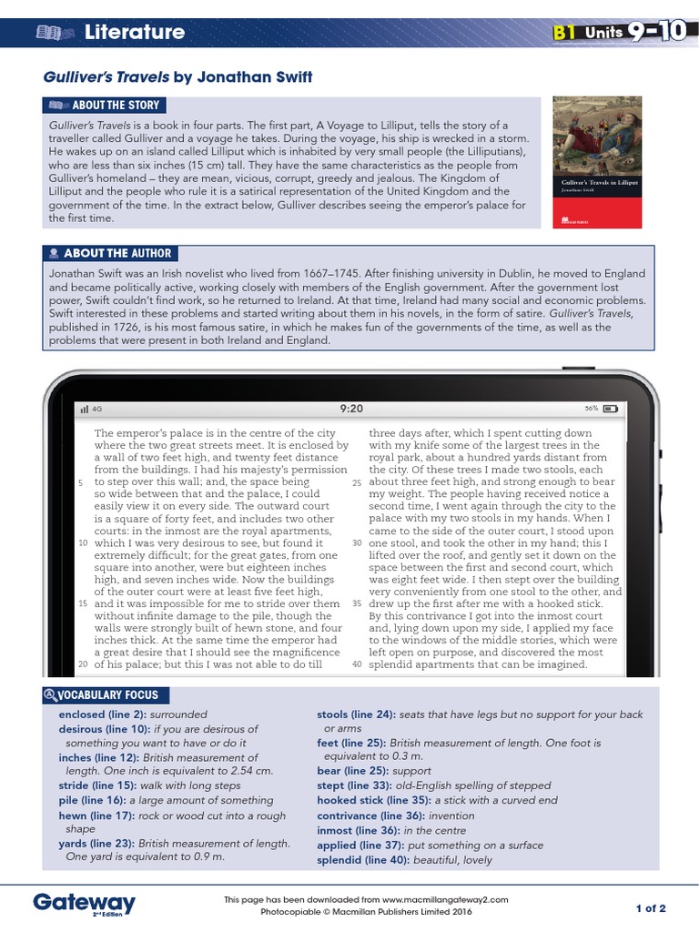 B1 UNITS 9 and 10 Literature | PDF | Gulliver's Travels | Jonathan Swift