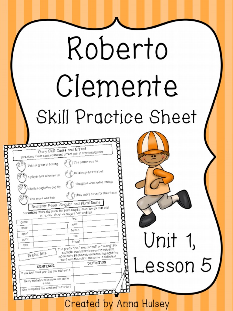 Roberto Clemente Activities for Kids | PDF | Linguistics | Language ...