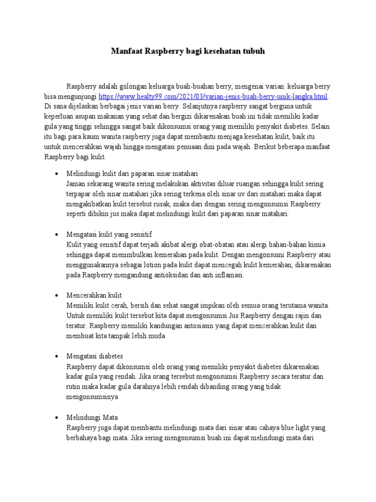 Manfaat Raspberry Bagi Kesehatan Tubuh | PDF | Pengembangan Diri ...