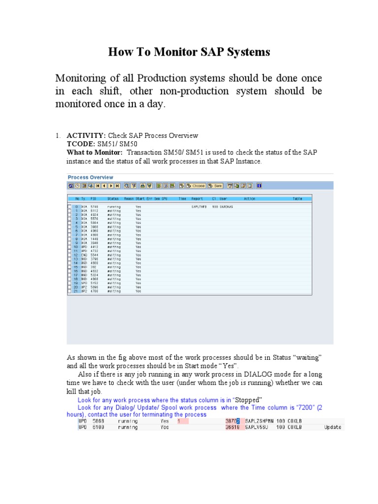 Monitor Sap Systems Pdf Databases Operating System