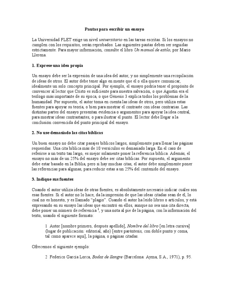 Pautas para Escribir Un Ensayo | PDF | Ensayos | Biblia