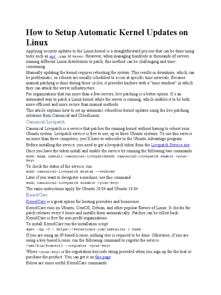 How To Setup Automatic Kernel Updates On Linux: Canonical Livepatch ...