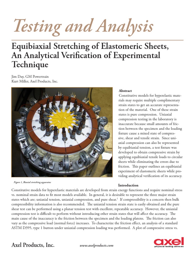 Testing and Analysis: Equibiaxial Stretching of Elastomeric Sheets, An ...