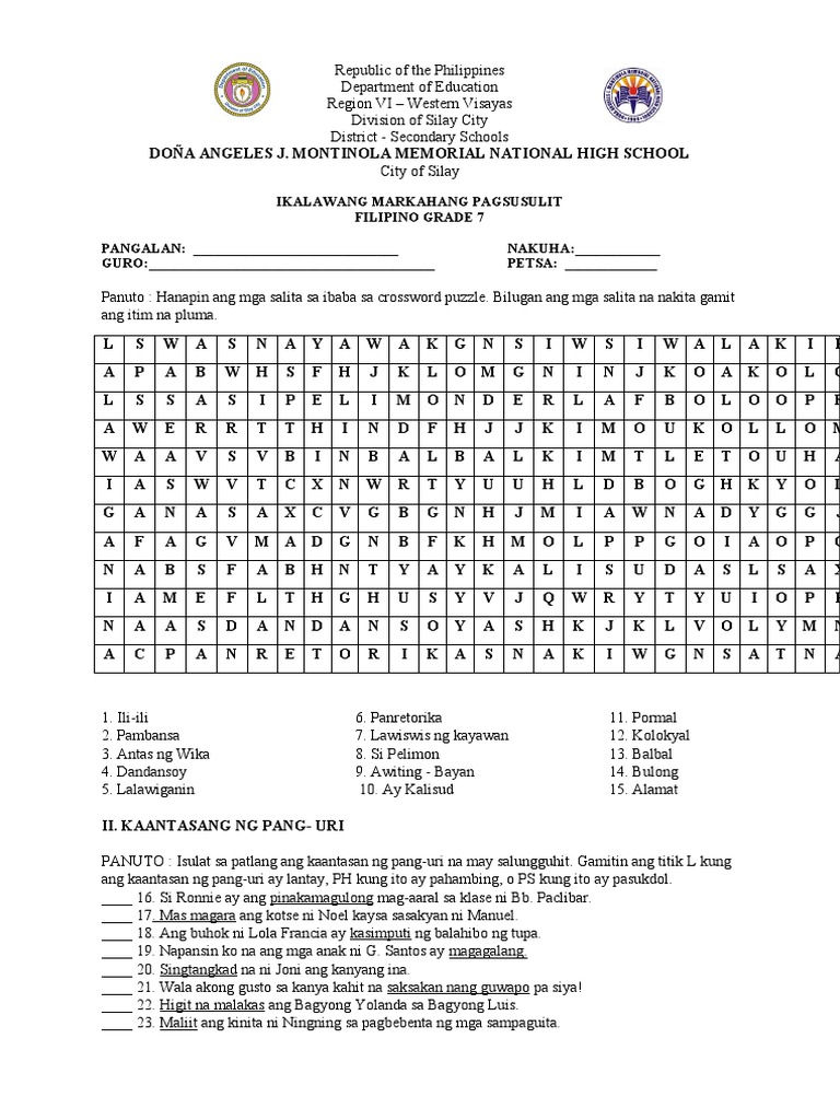 2nd Quarter Filipino 7 | PDF