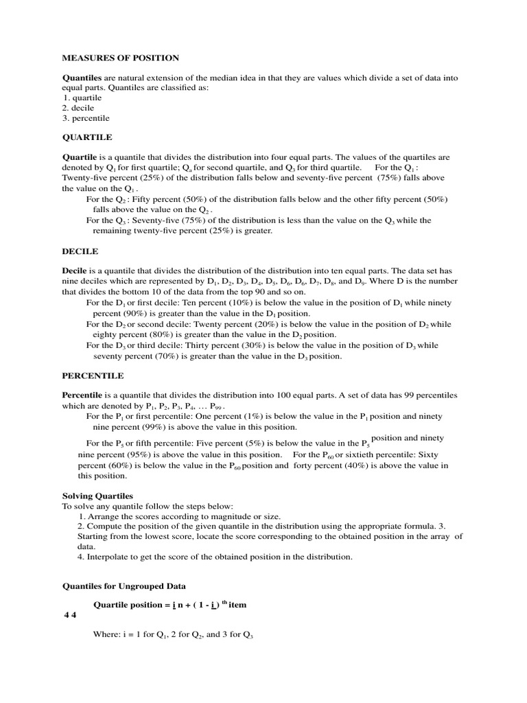 Measures of Position | PDF | Quantile | Quartile