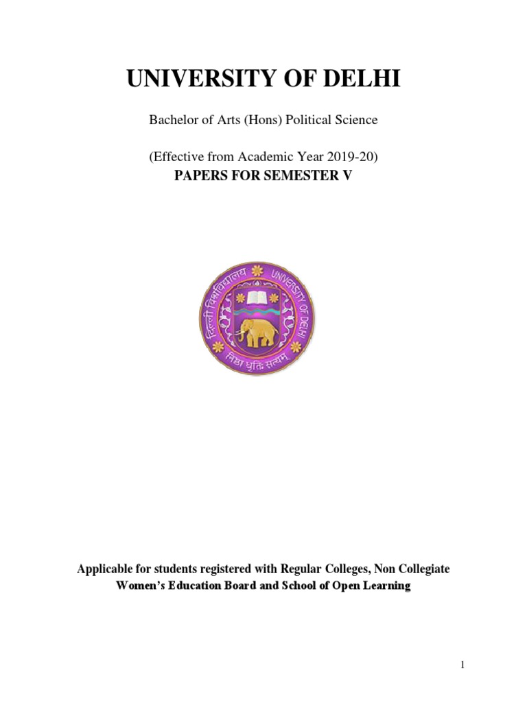 Political Science BA Hons Semester V July 2021 | PDF | Political ...