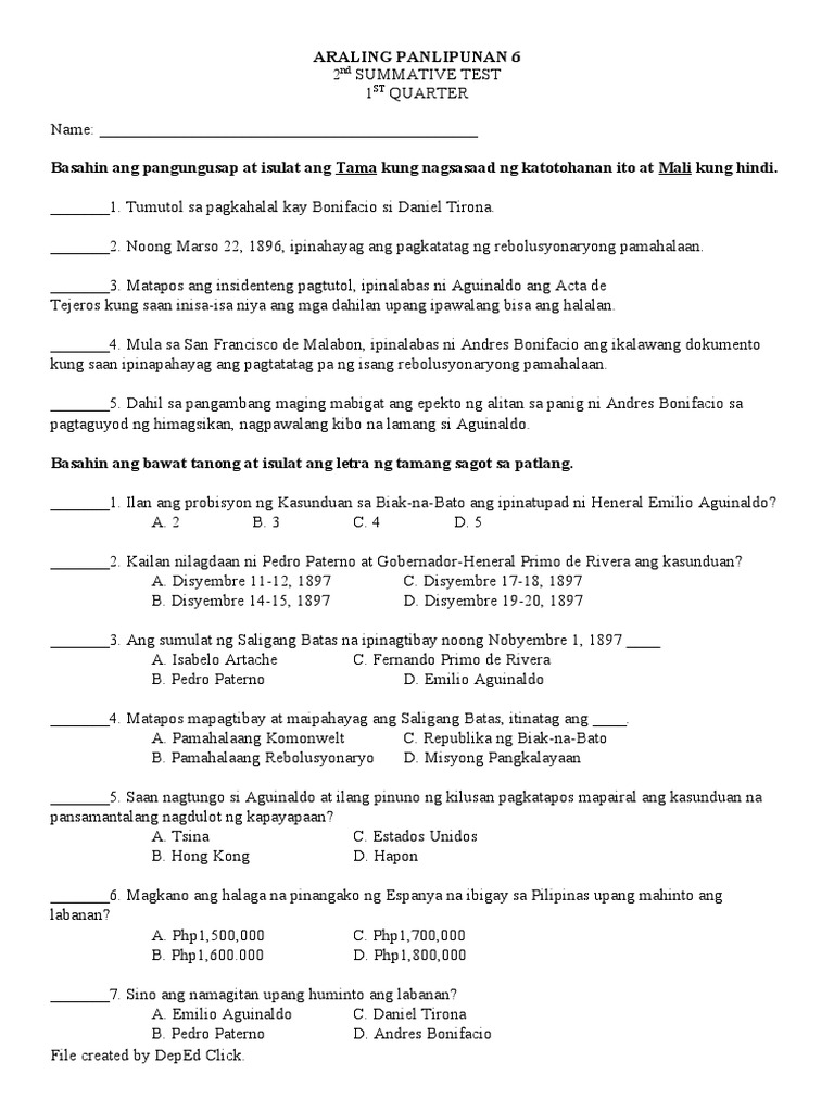 Araling Panlipunan 6: ND ST | PDF