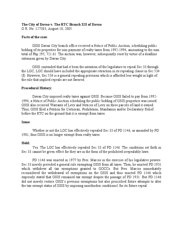 2 The City of Davao V RTC Branch | PDF