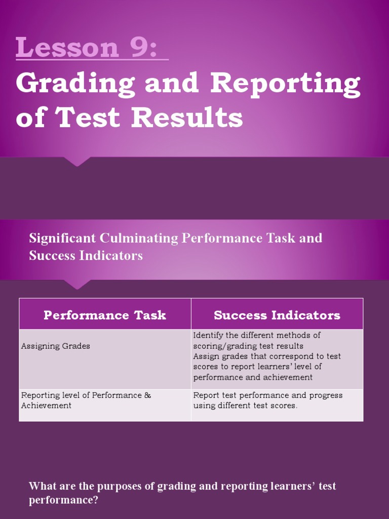 Grading and Reporting Test Results | PDF | Multiple Choice | Cognition