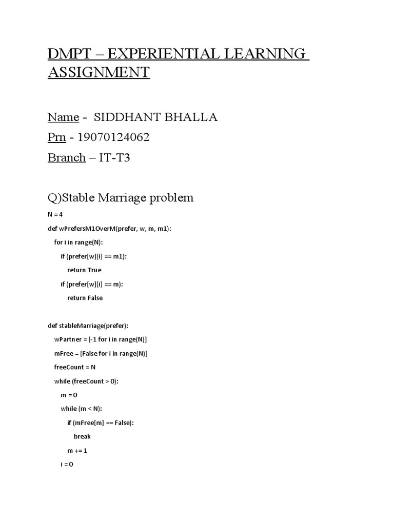 DMPT - Experiential Learning Assignment | PDF | Applied Mathematics | Theoretical Computer Science