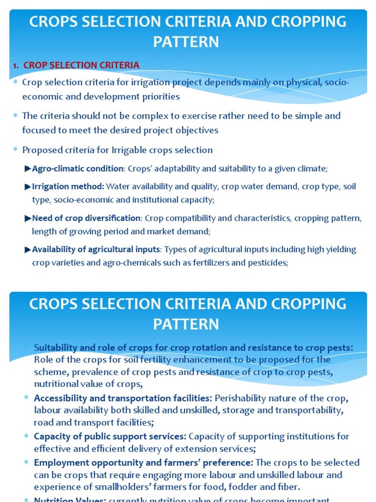 Agronomy Guideline Part 3 Crop Selection & CP | Download Free PDF ...