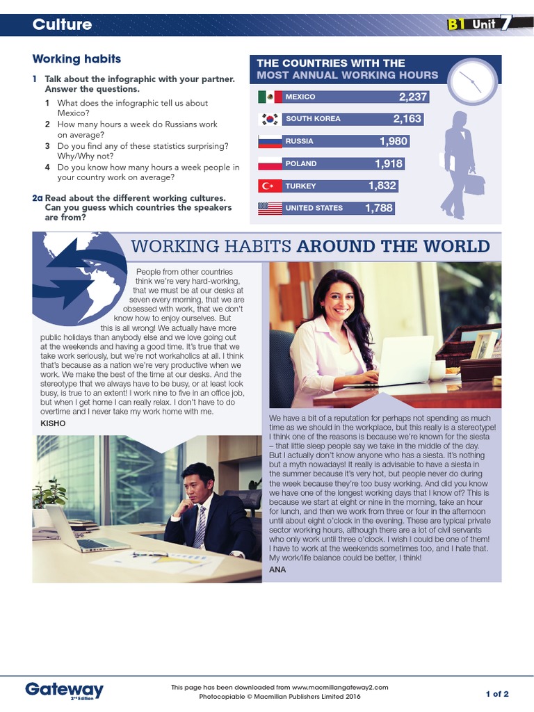 B1 UNIT 7 Culture | Download Free PDF | Working Time