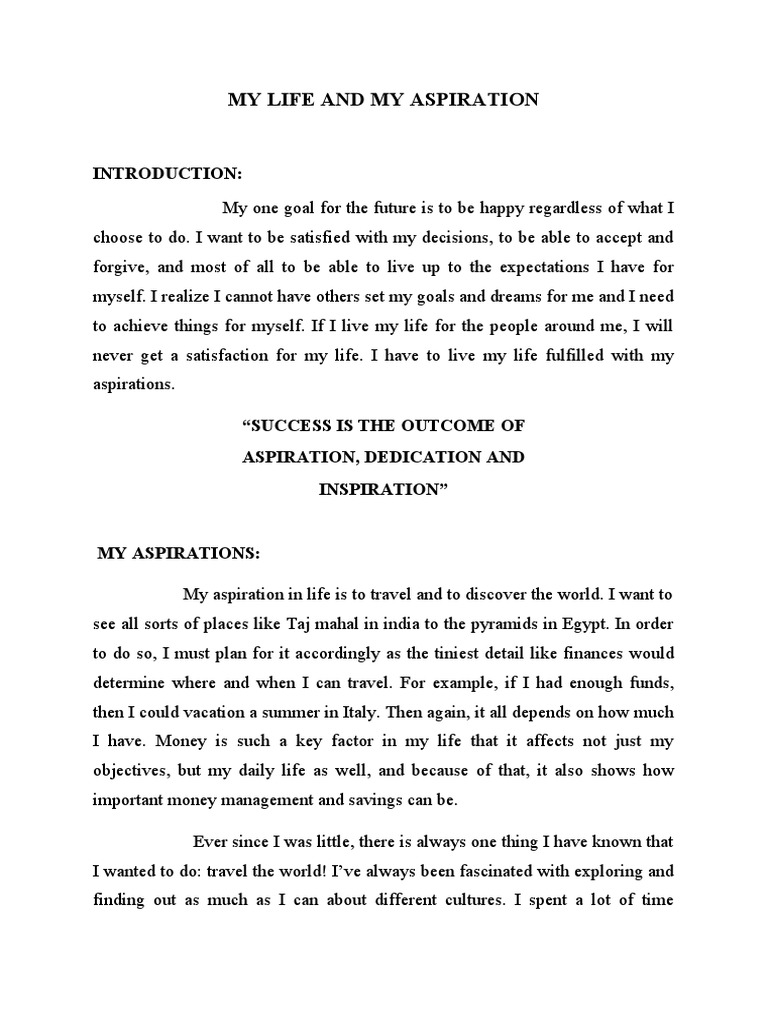My Life and My Aspiration | PDF | Goal | Psychological Concepts
