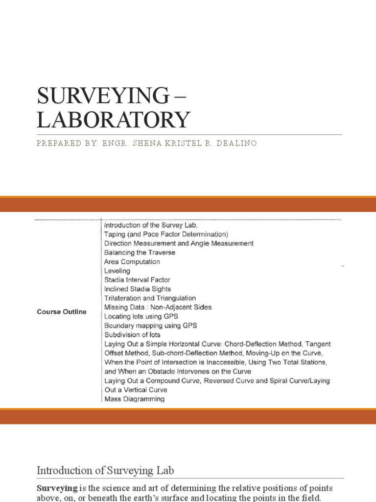Surveying - Laboratory: Prepared By: Engr. Shena Kristel R. Dealino ...