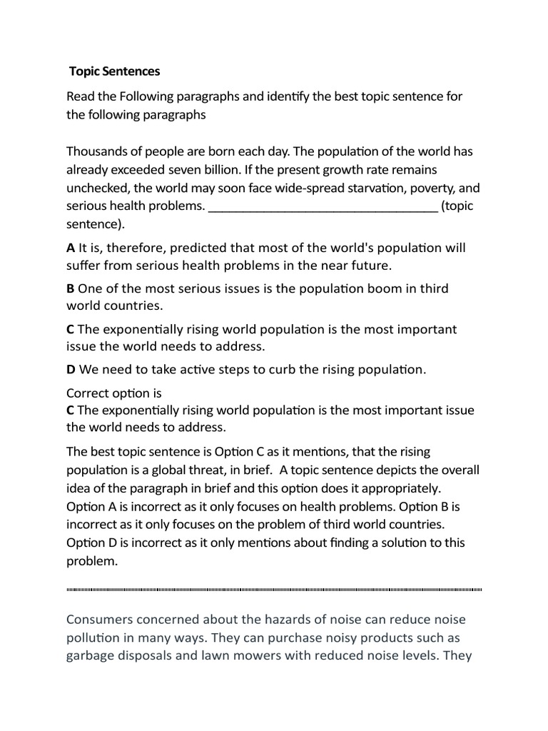 Identifying The Topic Sentences | PDF | Focus Group | Friendship