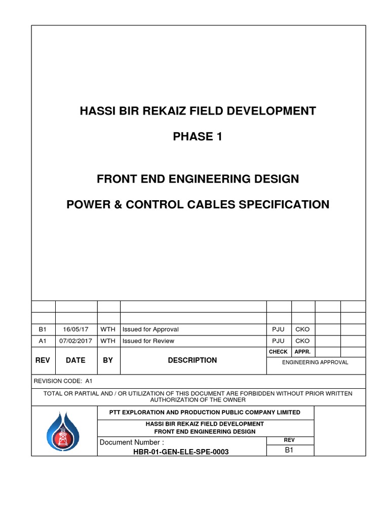 A18 HBR 01 Gen Ele Spe 0003 Rev b1 | PDF | Electrical Wiring | Specification (Technical Standard)