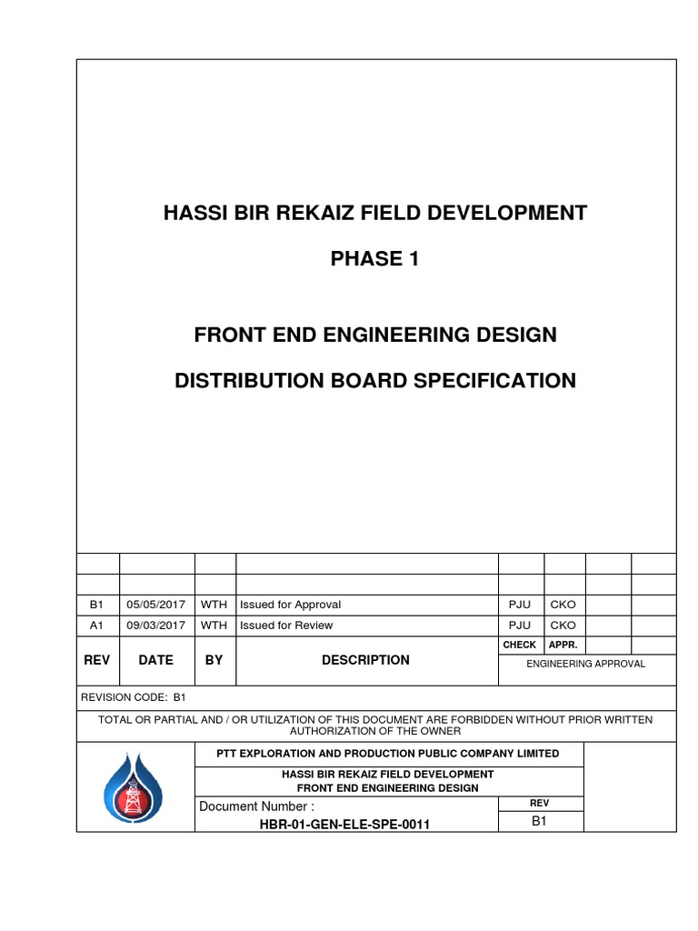 Specification for Distribution Boards for Hassi Bir Rekaiz Field ...