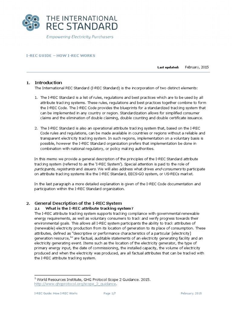 I-Rec Guide - How I-Rec Works - 215 | PDF | Audit | Regulatory Compliance
