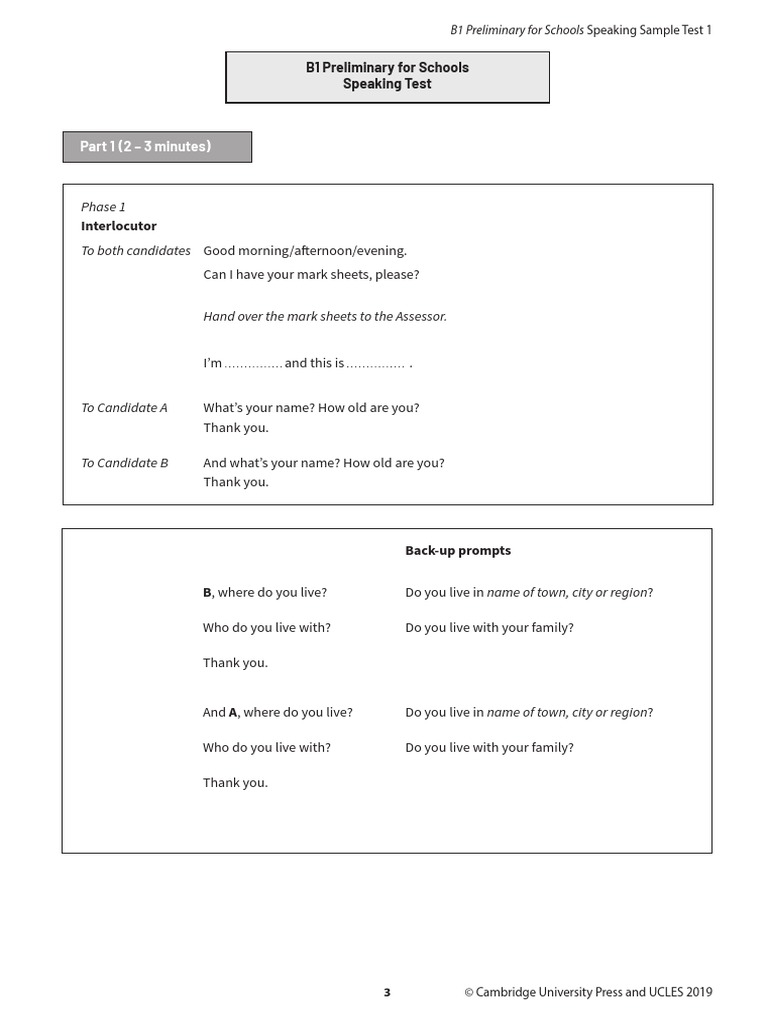 B1 Speaking Mock | PDF