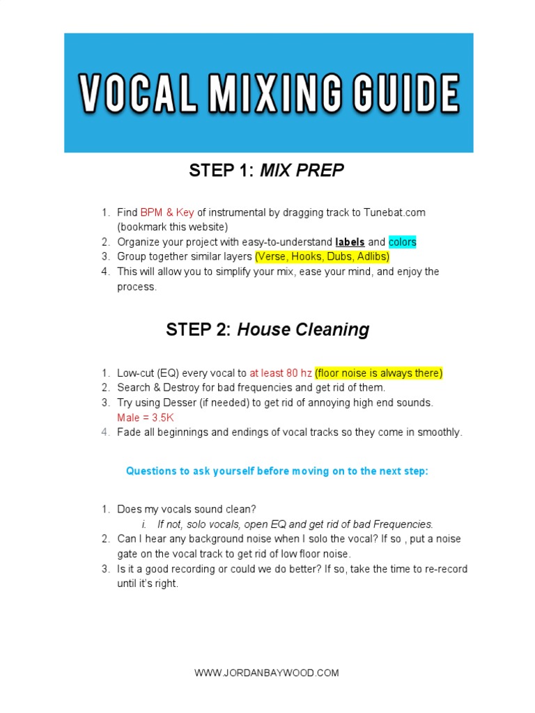 Vocal Mixing Cheatsheet | PDF | Equalization (Audio) | Electronics