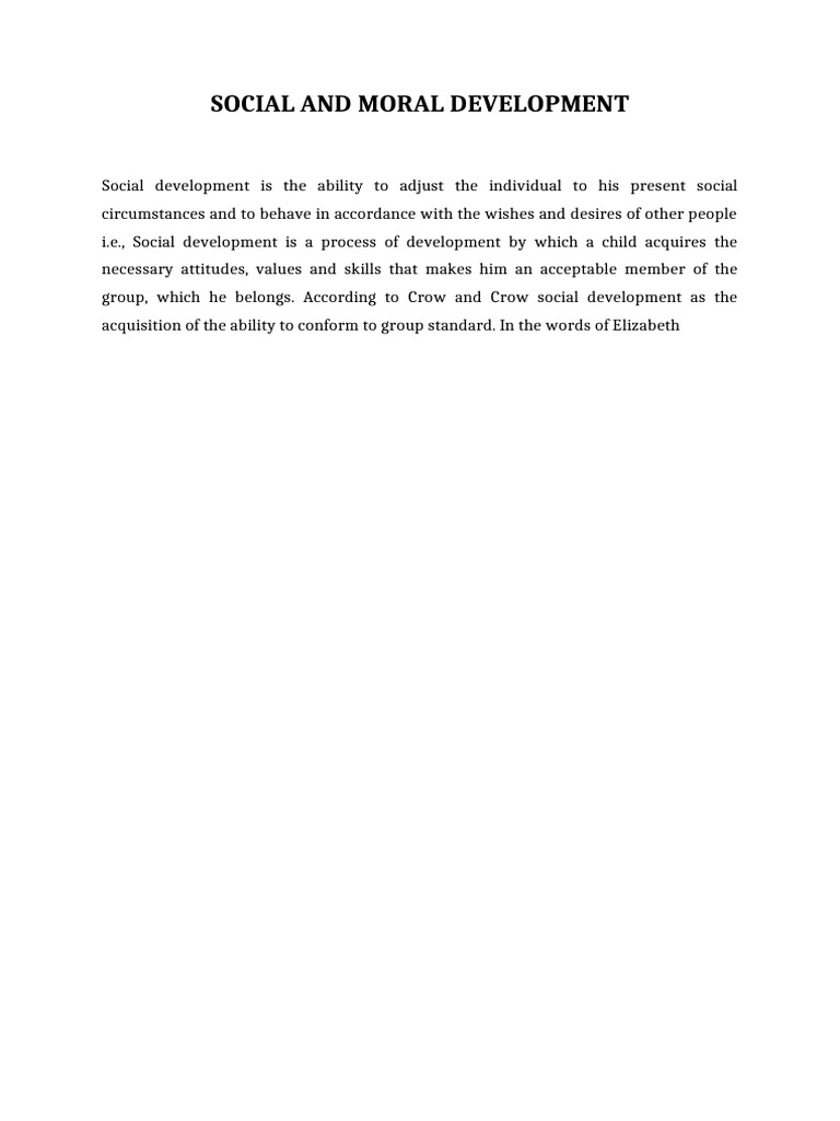Social and Moral Development | PDF