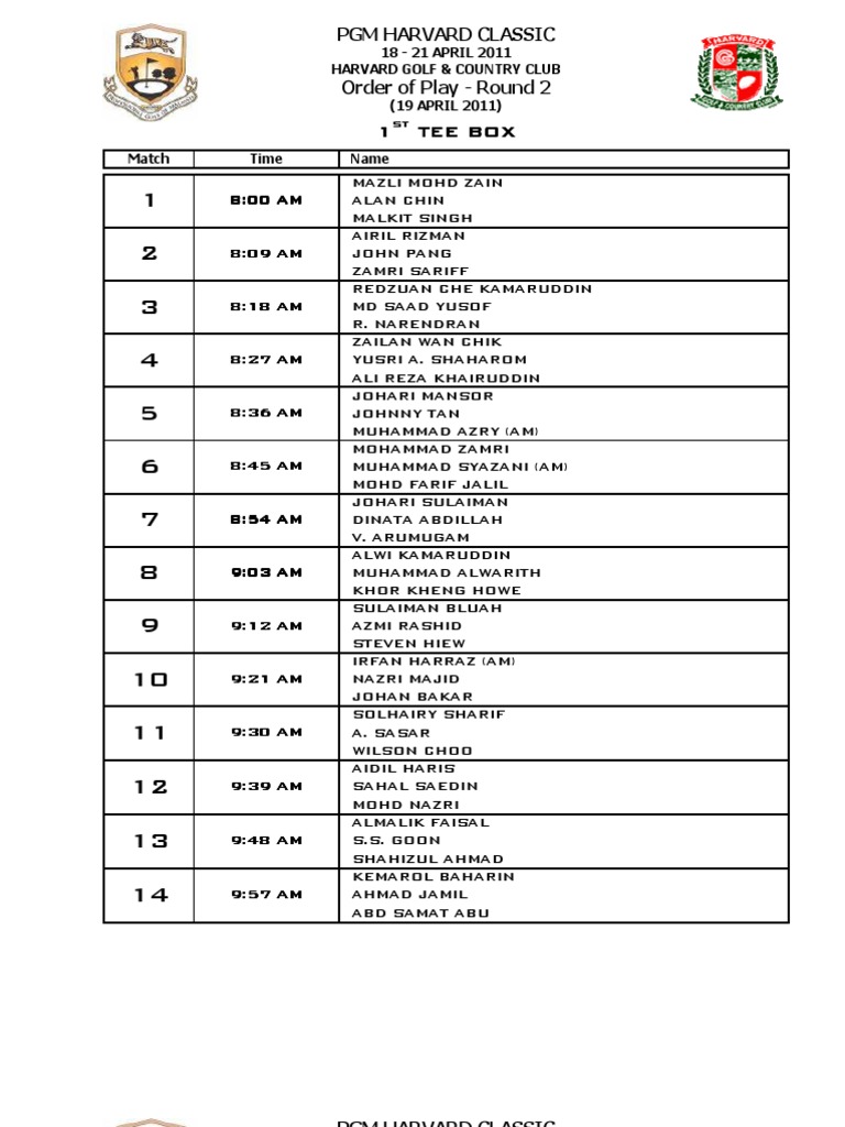 Harvard Draw Round 2 | PDF | Sports | Leisure