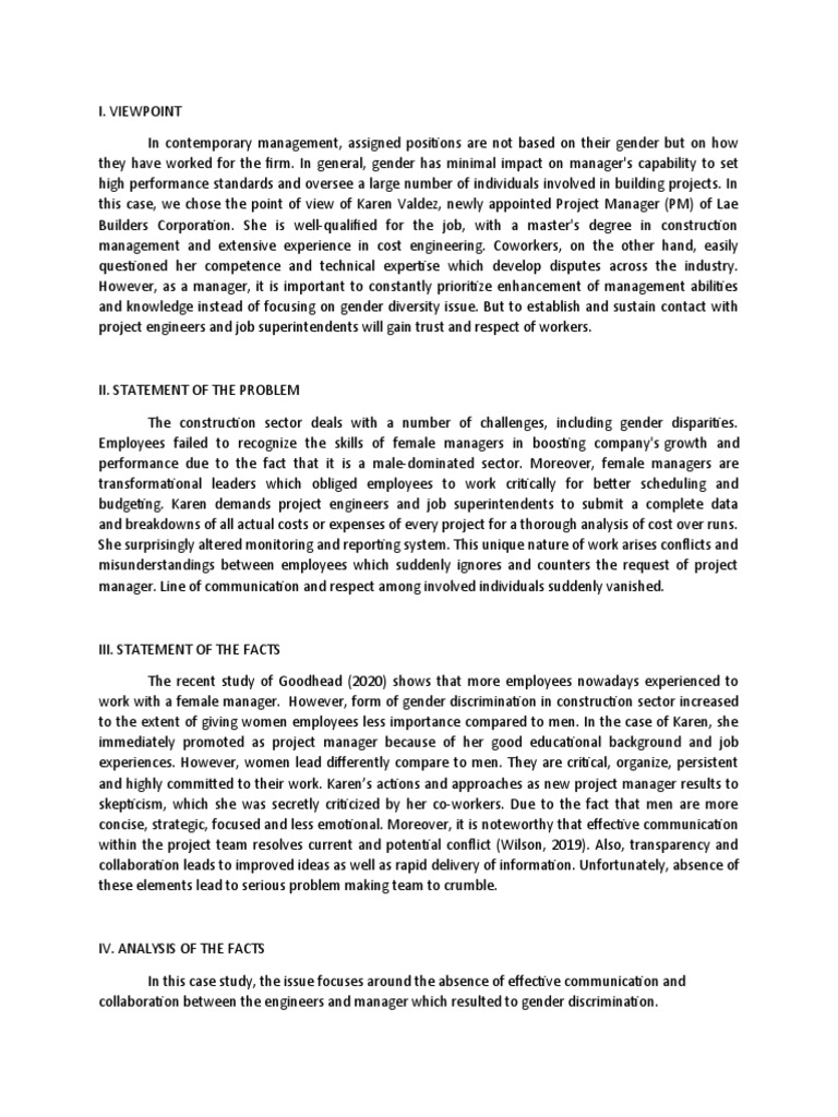 Case Study | PDF | Employment | Gender