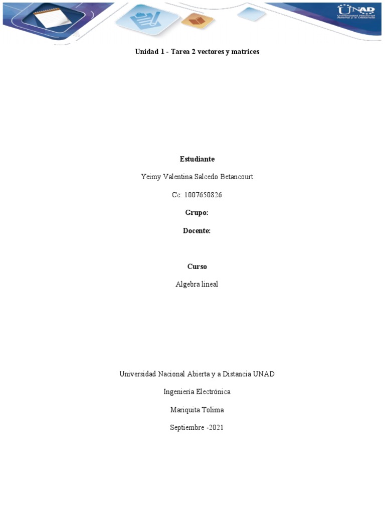 Ejercicios de Vectores y Matrices | PDF | Conceptos matemáticos ...