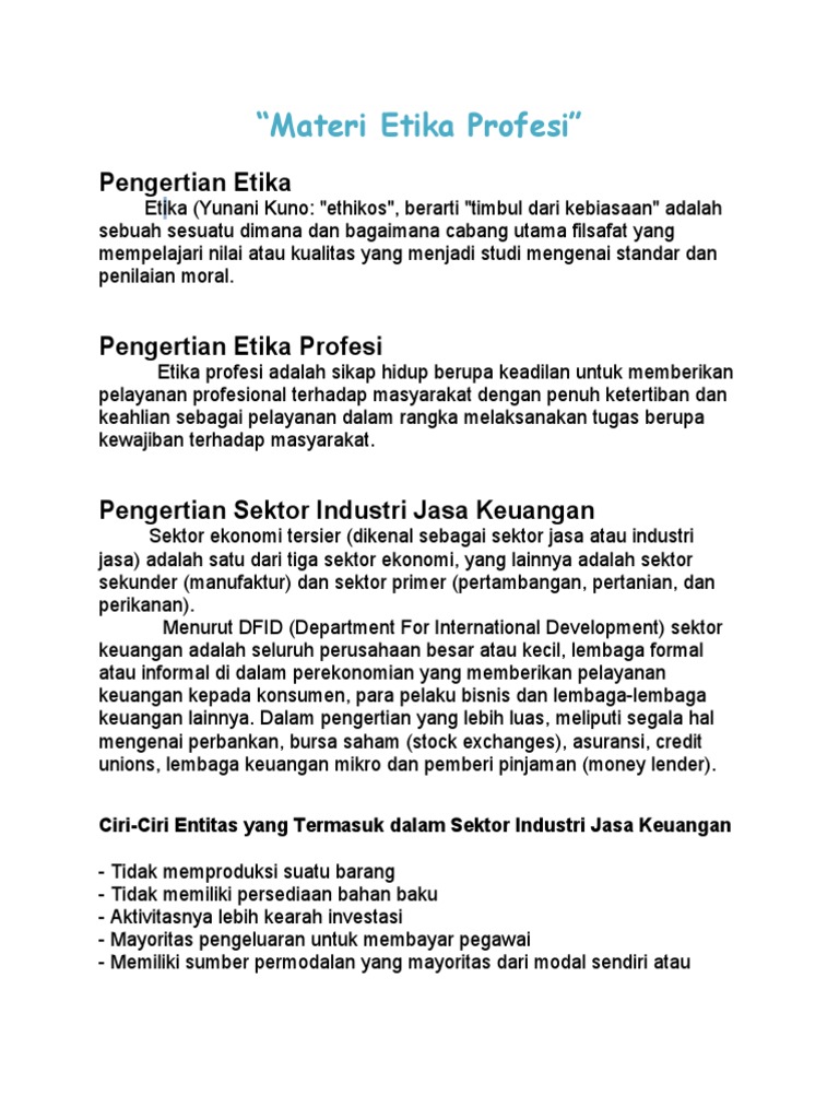 Materi Etika Profesi | PDF | Karier & Perkembangan | Bisnis