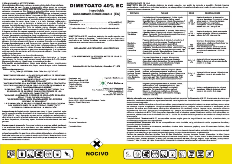 Dimetoato 40 Ec 19-04-2021 | PDF | Agua
