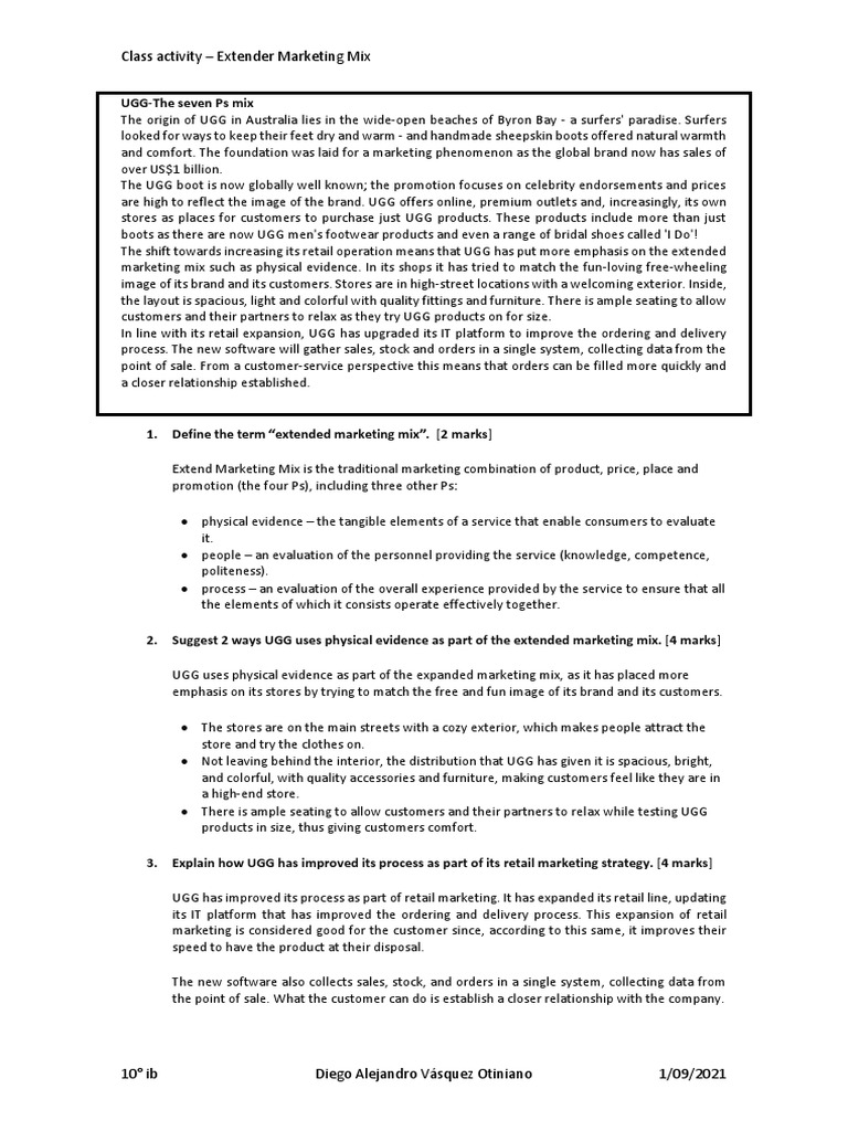 Class Activity - Extender Marketing Mix | PDF | Retail | Marketing