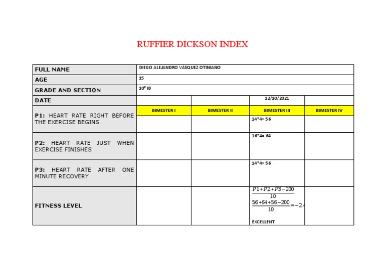 Ruffier Dickson Index - Cycle Ii | PDF
