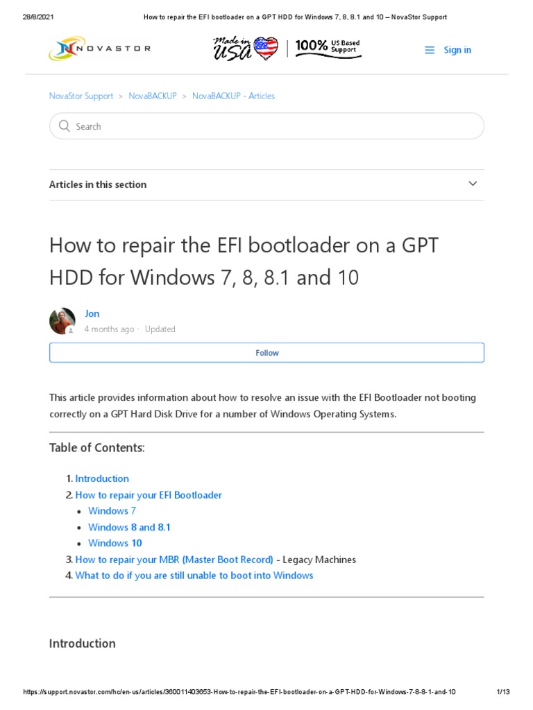 How To Repair The EFI Bootloader On A GPT HDD For Windows 7, 8, 8.1 and 10 - NovaStor Support ...