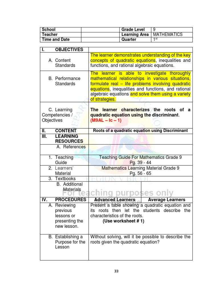 Relationships Between Coefficients and Roots of a Quadratic Equation ...